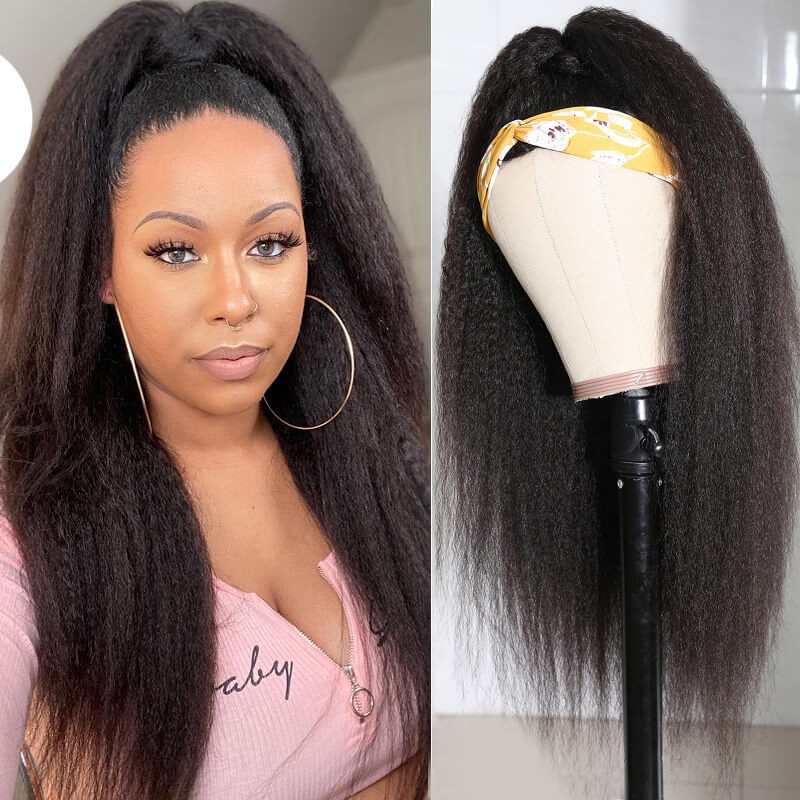 Nadula Kinky Straight Wigs Headband Half Wig Human Hair Wigs Glueless ...